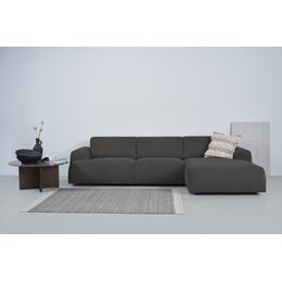 Ecksofa Home Affaire "Linkka, Breite 301 cm", schwarz (onyx), B:301cm H:75cm T:163cm, 90% PES, 10% Nylon, Sofas, Ecksofa, L-Form, in einem weichen Chenille-Stoff, mit Wellenunterfederung