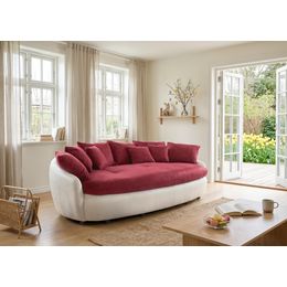 Big-Sofa COTTA "Aruba", bordeaux, wei&szlig;, B:238cm H:79cm T:140cm, Luxus-Microfaser (100% Polyester); Microfaser-Feinstruktur (pflegeleichte Microfaser, mit feiner Struktur, 100% Polyester), Sofas, Big-Sofa, gem&uuml;tliches Megasofa in XXL in organischer Form mit vielen Kissen