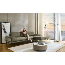 Ecksofa DIE PLANBAR "PN-EM20061, wahlweise frei im Raum stellbar", torro olive, B:310cm H:86cm T:180cm, Sofas, Ecksofa, wahlweise mit echt bezogenem R&uuml;cken und Sitztiefenverstellung