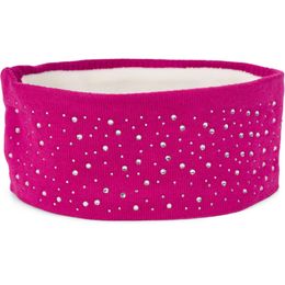 Stirnband styleBREAKER "Feinstrick Stirnband mit Strass", Damen, himbeere, Obermaterial: 100% Viskose CV., Modisch, M&uuml;tzen Stirnband
