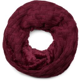 Strickschal styleBREAKER "Feinstrick Loop mit Flecht Muster und Teddyfleece", Damen, bordeaux, violett, Obermaterial: 100% Viskose CV., Modisch, Modet&uuml;cher Strickschal