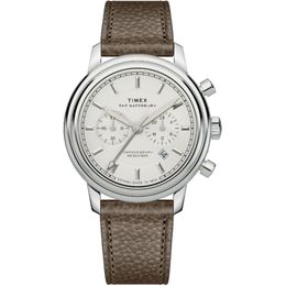 Chronograph Timex "WATERBURY METROPOLITAN CHRONO", braun, Armbanduhren, Herren, Chronograph, Quarzuhr, Armbanduhr, Herrenuhr,Lederarmband,Stoppfunktion,Datum