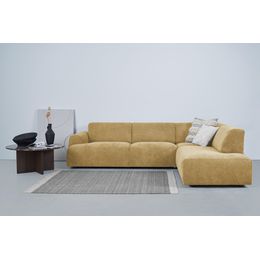 Ecksofa Home Affaire "Linkka, Breite 282 cm", gelb (mustard), B:282cm H:75cm T:223cm, 90% PES, 10% Nylon, Sofas, Ecksofa, L-Form, in einem weichen Chenille-Stoff, mit Wellenunterfederung