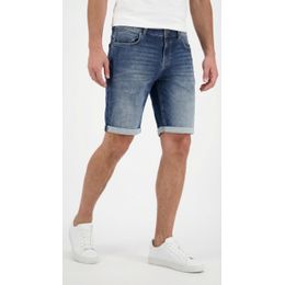 Jeansshorts Cars Jeans "CALIFORNIA Den", Herren, Gr. M, N-Gr, blau (schwarz used), Web, Obermaterial: 79% Baumwolle, 20% Polyester, 1% Elasthan, Abriebeffekte, regular fit, Jeans Jeansshorts
