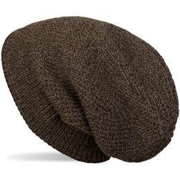 Strickm&uuml;tze styleBREAKER "Melierte Feinstrick Beanie M&uuml;tze mit Fleece", Damen, braun, beige, 100% Viskose CV., Modisch, M&uuml;tzen Strickm&uuml;tze