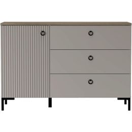 Sideboard Home Affaire "Luminara", beige (cashmere (beige), eiche), B:120cm H:81cm T:41cm, Holzwerkstoff, MDF, Metall, Sideboards, Sideboard, Kommode mit Soft-Close Funktion - 120 oder 150 cm Breite