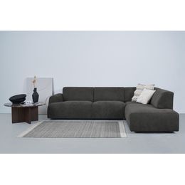 Ecksofa Home Affaire "Linkka, Breite 282 cm", schwarz (onyx), B:282cm H:75cm T:223cm, 90% PES, 10% Nylon, Sofas, Ecksofa, L-Form, in einem weichen Chenille-Stoff, mit Wellenunterfederung