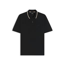 Poloshirt BOSS "Penrose 38", Herren, Gr. XL, schwarz 001, Jeans, Obermaterial: 100% Baumwolle, slim fit normal, B&uuml;ndchen, Shirts Poloshirt, aus Baumwolle mit gestreiftem Kragen, slim fit