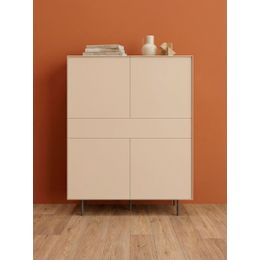 Highboard "Essentials, Sideboard, Kommode, Anrichte, Schrank, Stauraumschrank", kaschmir, B:111cm H:141,9cm T:42cm, Holzwerkstoff, MDF, LeGer Home by Lena Gercke, Sideboards, Highboard, Breite: 111 cm, UV lackiert, Push-to-open-Funktion