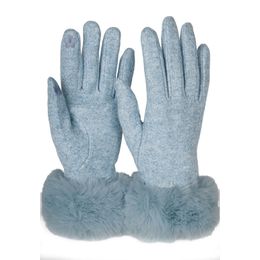 Fleecehandschuhe styleBREAKER "Touchscreen Handschuhe mit Kunstfell", Damen, blau (hellblau), Obermaterial: 10% Elasthan EL. 90% Polyester PES., Modisch, Handschuhe Fleecehandschuhe