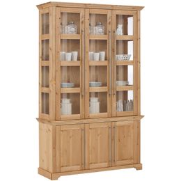 Vitrine OTTO HOME "Melissa", beige (natur), B:132cm H:210cm T:39cm, Massivholz, Schr&auml;nke, Vitrine, aus massiver Kiefer, FSC zertifiziert, Breite 132 cm