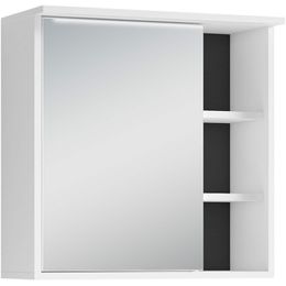 Spiegelschrank ByLiving "Wellness", wei&szlig;, B:60cm H:61cm T:28cm, Schr&auml;nke, Spiegelschrank, 60cm Badschrank mit LED-Leuchte, gro&szlig;em Spiegel und viel Stauraum