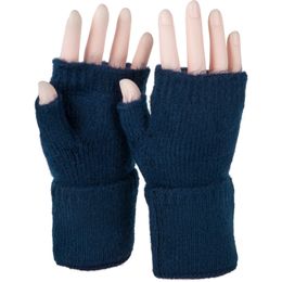 Strickhandschuhe styleBREAKER "Fingerlose Strickhandschuhe Einfarbig", Damen, blau (dunkelblau), Obermaterial: 100% Polyacryl PAN., Modisch, Handschuhe Strickhandschuhe