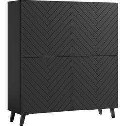 Highboard Home Affaire "Phuket, Front MDF", schwarz (graphite schwarz matt, mdf), B:120cm H:128cm T:39cm, Sideboards, Highboard, moderne Kommode mit 4 T&uuml;ren und 8 F&auml;chern, Breite 120 cm