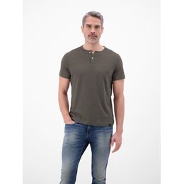 Kurzarmshirt Lerros, Herren, Gr. XL, basalt grau, Single Jersey, Obermaterial: 100% Baumwolle, bestickt, unifarben, normal h&uuml;ftbedeckend, Rundhals, Shirts Kurzarmshirt, mit Serafino-Kragen