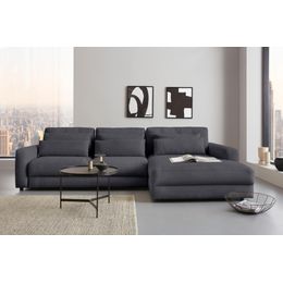 Ecksofa Home Affaire "Bloomfield, bequem und elegant, Breite 303cm, L-Form", grau (graphite), B:303cm H:84cm T:176cm, 92% Polyester 8% Nylon, Sofas, Ecksofa, mit Bettfunktion und Bettkasten, Unser Dauertiefpreis
