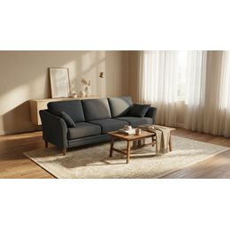 3-Sitzer Home Affaire "Arellano, Breite 217 cm", grau (anthrazit), B:217cm H:87cm T:86cm, Sofas, 3-Sitzer, klassisches Design, 2 Zierkissen inklusive, Webstoff fein