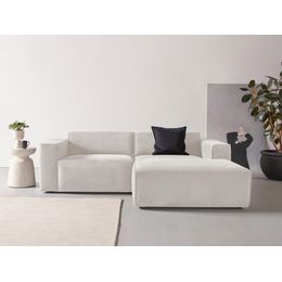 Ecksofa Home Affaire "Noord mit Kedernaht, Breite 234 cm, L-Form", beige (sand), B:234cm H:71cm T:161cm, 94% Polyester; 6% Nylon, Sofas, Ecksofa, Cord, Struktur, Webstoff, mit Wellenunterfederung, Massivholzrahmen
