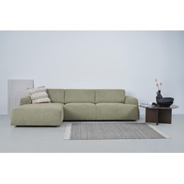 Ecksofa Home Affaire "Linkka, Breite 301 cm", gr&uuml;n, B:301cm H:75cm T:163cm, 90% PES, 10% Nylon, Sofas, Ecksofa, L-Form, in einem weichen Chenille-Stoff, mit Wellenunterfederung