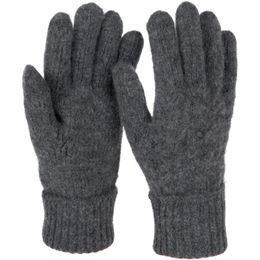 Strickhandschuhe styleBREAKER "Strickhandschuhe Zopfmuster", Damen, grau (dunkelgrau meliert), Obermaterial: 80% Polyacryl PAN. 20% Wolle WO., Modisch, Handschuhe Strickhandschuhe