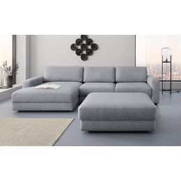 Ecksofa Home Affaire "Bloomfield, bequem und elegant, Breite 303cm, L-Form", grau (antarctica), B:303cm H:84cm T:176cm, 100% Polyester, Sofas, Ecksofa, mit Bettfunktion und Bettkasten, Unser Dauertiefpreis