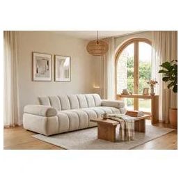 3-Sitzer Home Affaire "LYOTH Design-Sofa, moderne Steppung, Breite 220 cm", creme, B:220cm H:71cm T:93cm, 100% Polyester, Sofas, mit Wellenunterfederung, gem&uuml;tlich und modern, komfortables Sitzgef&uuml;hl