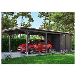 Skan Holz Einzelcarport SKANHOLZ "Emsland", grau (dunkelgrau), B/H/T: 223cm x, Carports