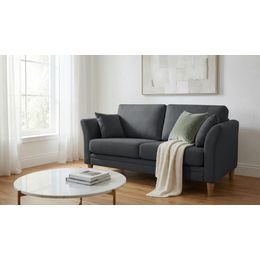 2-Sitzer Home Affaire "Arellano, Breite 155 cm", grau (anthrazit), B:155cm H:87cm T:86cm, Sofas, klassisches Design, 2 Zierkissen inklusive, Webstoff fein