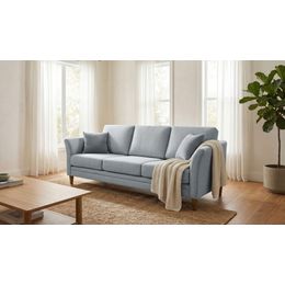 3-Sitzer Home Affaire "Arellano, Breite 217 cm", grau (gray), B:217cm H:87cm T:86cm, Sofas, klassisches Design, 2 Zierkissen inklusive, Webstoff fein