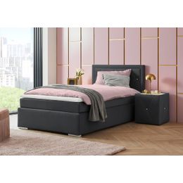 Boxbett Home Affaire "Alfie, wahlweise mit Bettkasten", schwarz, L:206cm, Bezug Bett: Samtvelours (100% Polyester), Bezug der Spiegelfl&auml;che Matratzendrell aus 100% Polyester. Topperbezug abnehmbar und waschbar bis 30&ordm; C, aus 100% Polyester, Komplettbetten, Boxspringbett, mit Stra&szlig;steinen im Kopfteil, H2, H3 und H4 w&auml;hlbar, Topseller