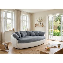 Big-Sofa COTTA "Aruba", smoke, wei&szlig;, B:238cm H:79cm T:140cm, Luxus-Microfaser (100% Polyester); Microfaser-Feinstruktur (pflegeleichte Microfaser, mit feiner Struktur, 100% Polyester), Sofas, Big-Sofa, gem&uuml;tliches Megasofa in XXL in organischer Form mit vielen Kissen