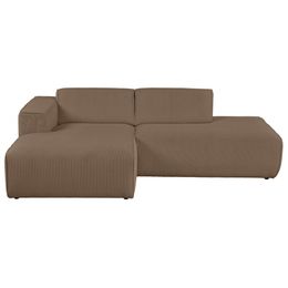 Ecksofa Home Affaire "Noord mit Kedernaht, Breite 227 cm, L-Form", braun, B:227cm H:71cm T:161cm, 94% Polyester; 6% Nylon, Sofas, Ecksofa, Cord, Struktur, Webstoff, mit Wellenunterfederung, Massivholzrahmen