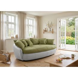 Big-Sofa COTTA "Aruba", olive, argent, B:238cm H:79cm T:140cm, Luxus-Microfaser (100% Polyester); Microfaser-Feinstruktur (pflegeleichte Microfaser, mit feiner Struktur, 100% Polyester), Sofas, Big-Sofa, gem&uuml;tliches Megasofa in XXL in organischer Form mit vielen Kissen