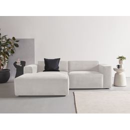 Ecksofa Home Affaire "Noord mit Kedernaht, Breite 234 cm, L-Form", beige (sand), B:234cm H:71cm T:161cm, 94% Polyester; 6% Nylon, Sofas, Ecksofa, Cord, Struktur, Webstoff, mit Wellenunterfederung, Massivholzrahmen