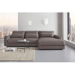 Ecksofa Home Affaire "Bloomfield, bequem und elegant, Breite 303cm, L-Form", grau (taupe), B:303cm H:84cm T:176cm, 100% Polyester, Sofas, Ecksofa, mit Bettfunktion und Bettkasten, Unser Dauertiefpreis