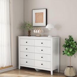Schubkastenkommode OTTO HOME "Borkum Sideboard Anrichte mit 6 Schubladen Landhaus wei&szlig;", wei&szlig;, B:120cm H:100cm T:40cm, FSC-zertifizierter Holzwerkstoff, Sideboards, Kommode Schrank W&auml;scheschrank mit 8 Schubladen