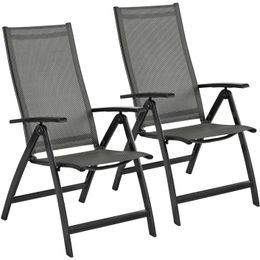 Gartensessel Merxx "Vicenza", grau (dunkelgrau), B:56cm H:122cm T:65cm, Obermaterial: 100% Polyester, Sessel, 2er Set, Alu/Textil, grau