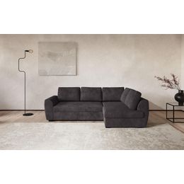 Ecksofa COTTA "Drift L-Form Ottomane, Breite 253 cm", schwarz, B:253cm H:86cm T:187cm, 96% POLYESTER (PES) 4% POLYAMID(PA), Sofas, Ecksofa, optional auch mit Schlaffunktion, Wellenunterfederung
