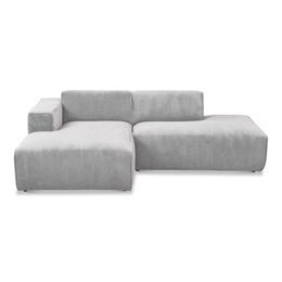 Ecksofa Home Affaire "Noord mit Kedernaht, Breite 227 cm, L-Form", grau (ligh grau), B:227cm H:71cm T:161cm, 94% Polyester; 6% Nylon, Sofas, Ecksofa, Cord, Struktur, Webstoff, mit Wellenunterfederung, Massivholzrahmen