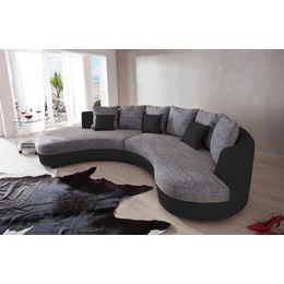 Ecksofa Home Affaire "Limoncello organische Formensprache, L-Form", grau (schwarz, wei&szlig;, grau), B:287cm H:76cm T:160cm, 100% Polyester/90% Polyester, 10% Acrylic, Sofas, Ecksofa, ergonomische Form