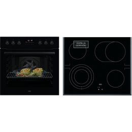 AEG Elektro-Herd-Set "OO21HSPB", Energieeffizienz: A++ (A+++-D), schwarz, Herdsets, Mit 45 Automatikprogrammen m&uuml;helos kochen &ndash; der Ofen f&uuml;hrt zum Ziel