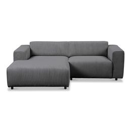 Ecksofa Home Affaire "Noord mit Kedernaht, Breite 234 cm, L-Form", grau (dunkelgrau), B:234cm H:71cm T:161cm, 94% Polyester; 6% Nylon, Sofas, Ecksofa, Cord, Struktur, Webstoff, mit Wellenunterfederung, Massivholzrahmen
