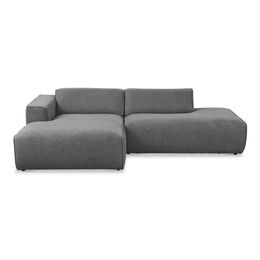 Ecksofa Home Affaire "Noord mit Kedernaht, Breite 227 cm, L-Form", grau (anthrazit), B:227cm H:71cm T:161cm, 100% Polyester, Sofas, Ecksofa, Cord, Struktur, Webstoff, mit Wellenunterfederung, Massivholzrahmen
