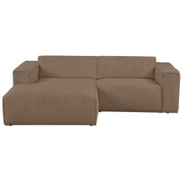 Ecksofa Home Affaire "Noord mit Kedernaht, Breite 234 cm, L-Form", braun, B:234cm H:71cm T:161cm, 94% Polyester; 6% Nylon, Sofas, Ecksofa, Cord, Struktur, Webstoff, mit Wellenunterfederung, Massivholzrahmen