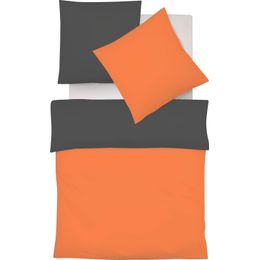 Wendebettw&auml;sche Fleuresse "Provence W", orange (orange, schiefer), B/L: 135cm x 200cm, 1 Stk., 1 Stk., Halbleinen, B/L: 80cm x 80cm, 2 Stk., Halbleinen, Obermaterial: 50% Baumwolle, 50% Leinen, Bettw&auml;sche, Wendebettw&auml;sche, 50% Baumwolle, 50% Leinen, in Gr. 135x200, 155x220, 200x200cm