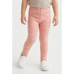 Strickleggings happy girls, M&auml;dchen, Gr. 122, N-Gr, rosa (dusty rose), Feinstrick, Obermaterial: 60% Polyester, 35% Baumwolle, 5% Elasthan, bedruckt, slim fit normal, Hosen Strickleggings, im s&uuml;&szlig;en Herzchen-Allover