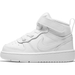 Sneaker Nike Sportswear "Court Borough Mid 2 (TD)", M&auml;dchen, Gr. 21, wei&szlig; (wei&szlig;, wei&szlig;, wei&szlig;), Leder, Synthetik, Schuhe Sneaker, f&uuml;r Kinder, mit Design auf den Spuren des Air Force 1