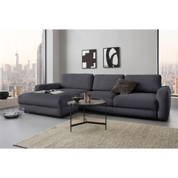 Ecksofa Home Affaire "Bloomfield, bequem und elegant, Breite 303cm, L-Form", grau (graphite), B:303cm H:84cm T:176cm, 92% Polyester 8% Nylon, Sofas, Ecksofa, wahlweise mit Bettfunktion und Bettkasten, Unser Dauertiefpreis