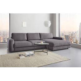 Ecksofa Home Affaire "Bloomfield, bequem und elegant, Breite 303cm, L-Form", grau, B:303cm H:84cm T:176cm, 100% Polyester, Sofas, Ecksofa, wahlweise mit Bettfunktion und Bettkasten, Unser Dauertiefpreis