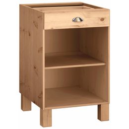 Unterschrank Home Affaire "Oslo", beige (natur gebeizt, gewachst), B:50cm H:83cm T:57cm, Massivholz, Schr&auml;nke, Unterschrank, 50 cm breit, ohne Arbeitsplatte, 1 Schublade, 1 Einlegeboden